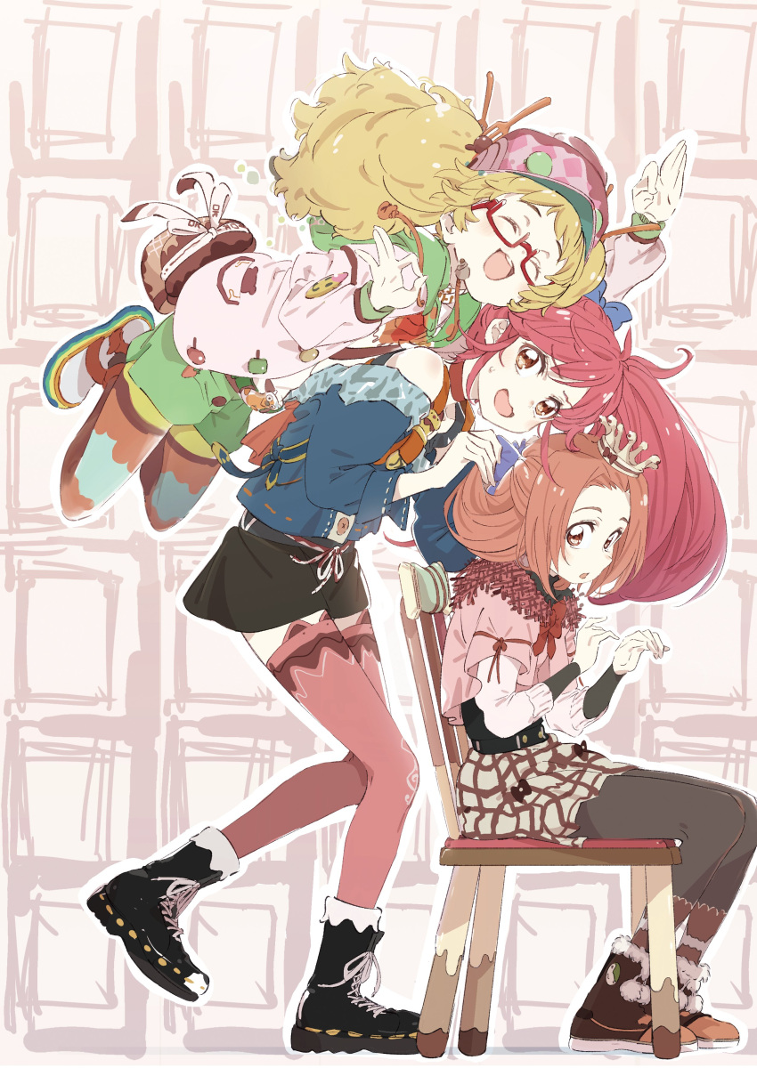 Safebooru - 3girls :d :o absurdres aikatsu! aikatsu! (series) bare shoulders belt black footwear ...