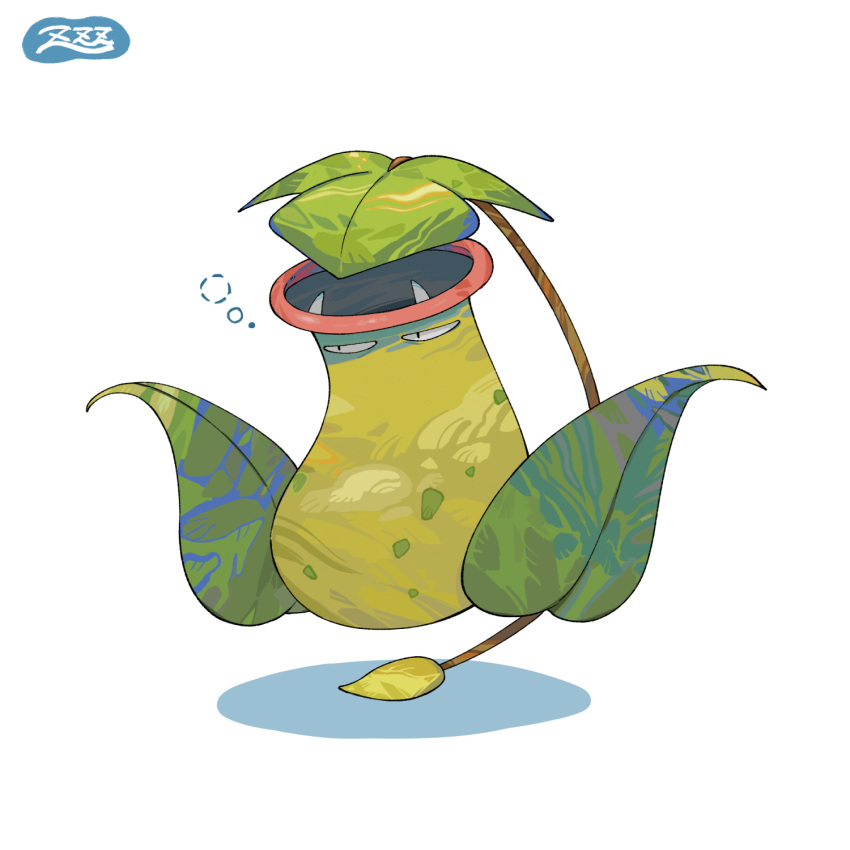 Safebooru - black eyes commentary request fangs full body highres leaf ...