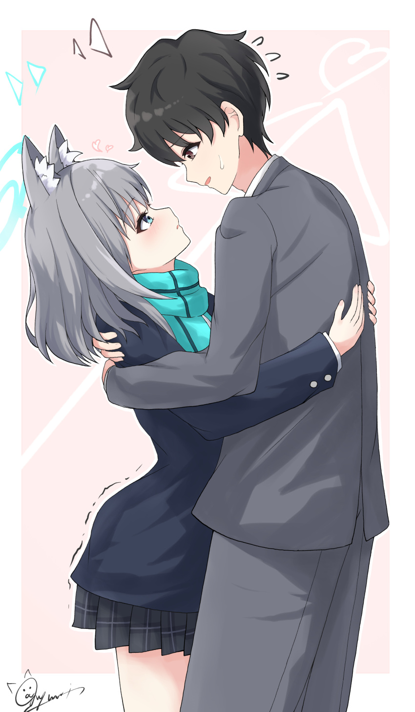 Safebooru - 1boy 1girl absurdres ai ai gasa animal ear fluff animal ...