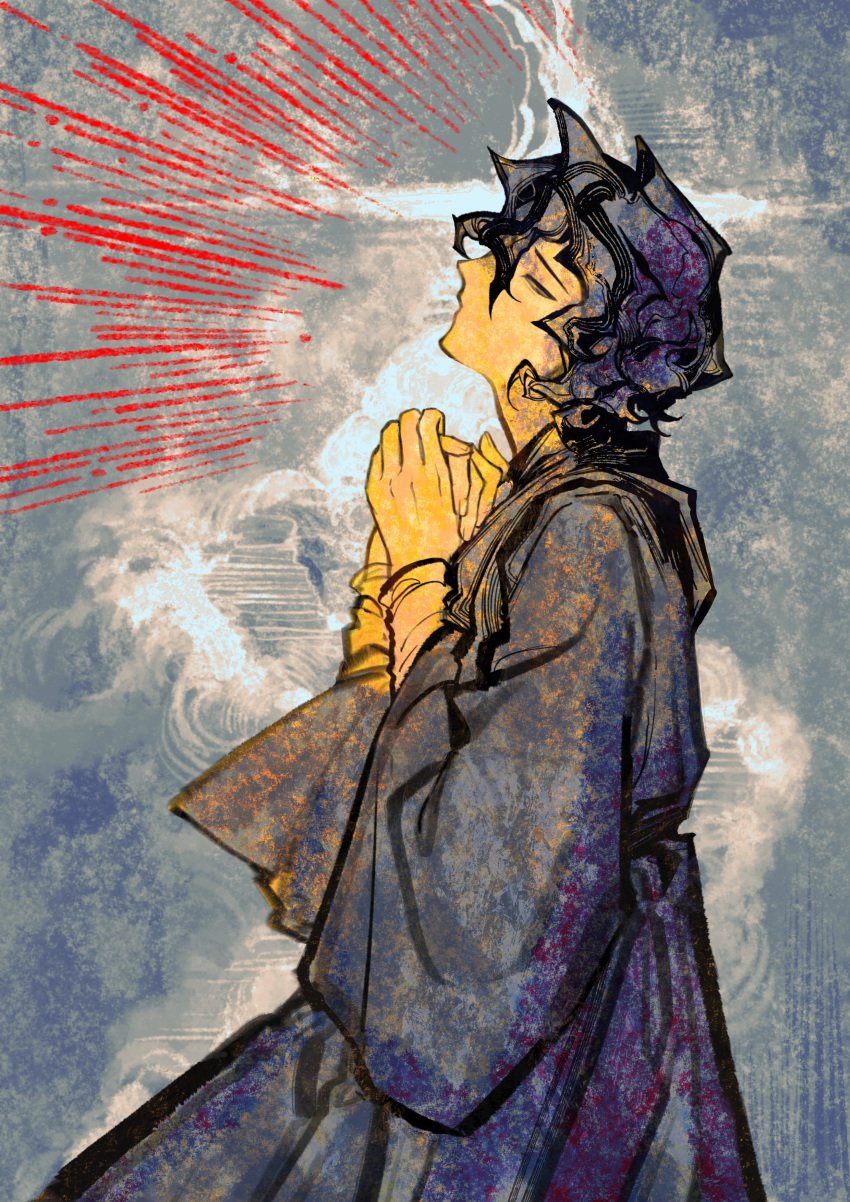 Safebooru - 1boy absurdres black coat black eyes black hair coat cowboy shot from side grey ...