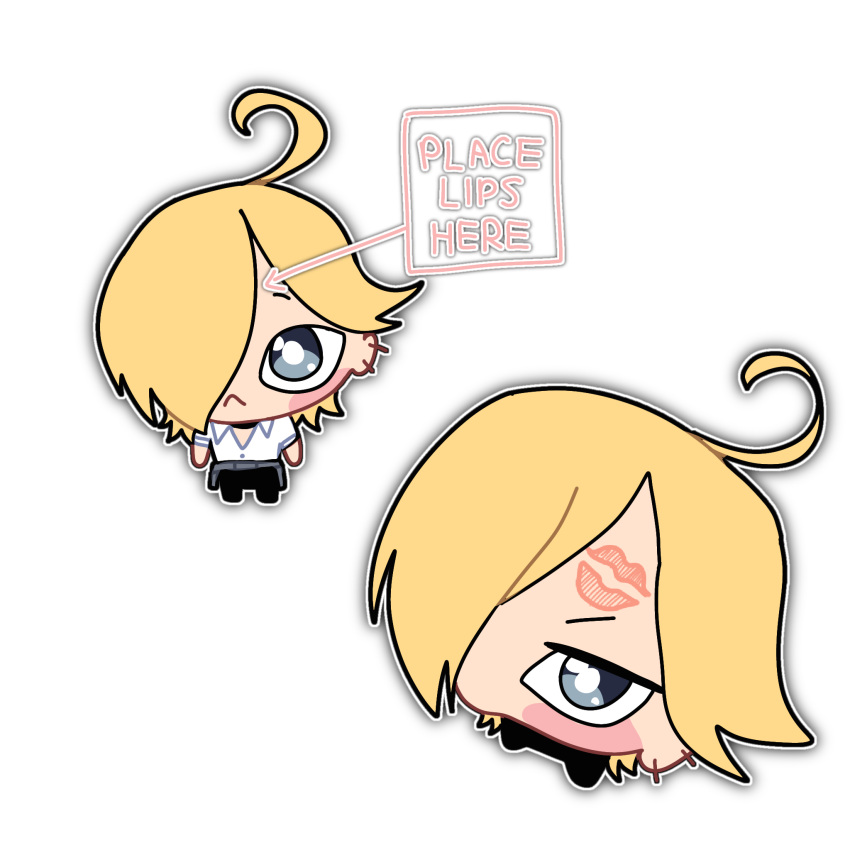 Safebooru - 1boy blonde hair blue eyes chibi degrees of lewdity english text highres meme non ...