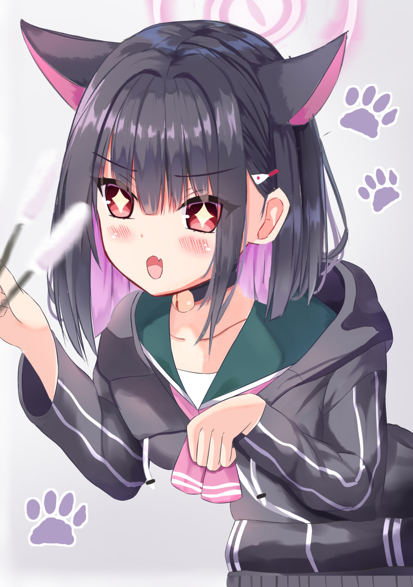 Safebooru - + + 1girl absurdres animal ears bell black choker black hair black hoodie blue ...