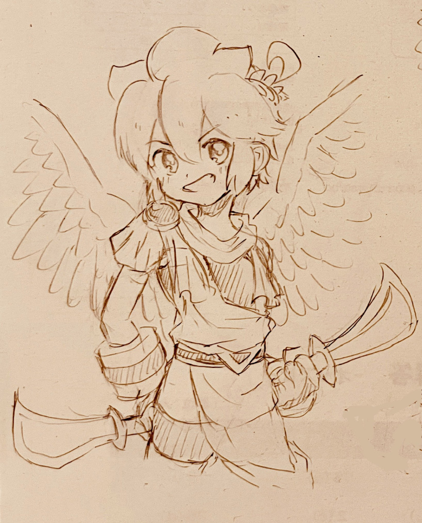 Safebooru - 1boy ahoge androgynous angel angel wings bracer feathered ...