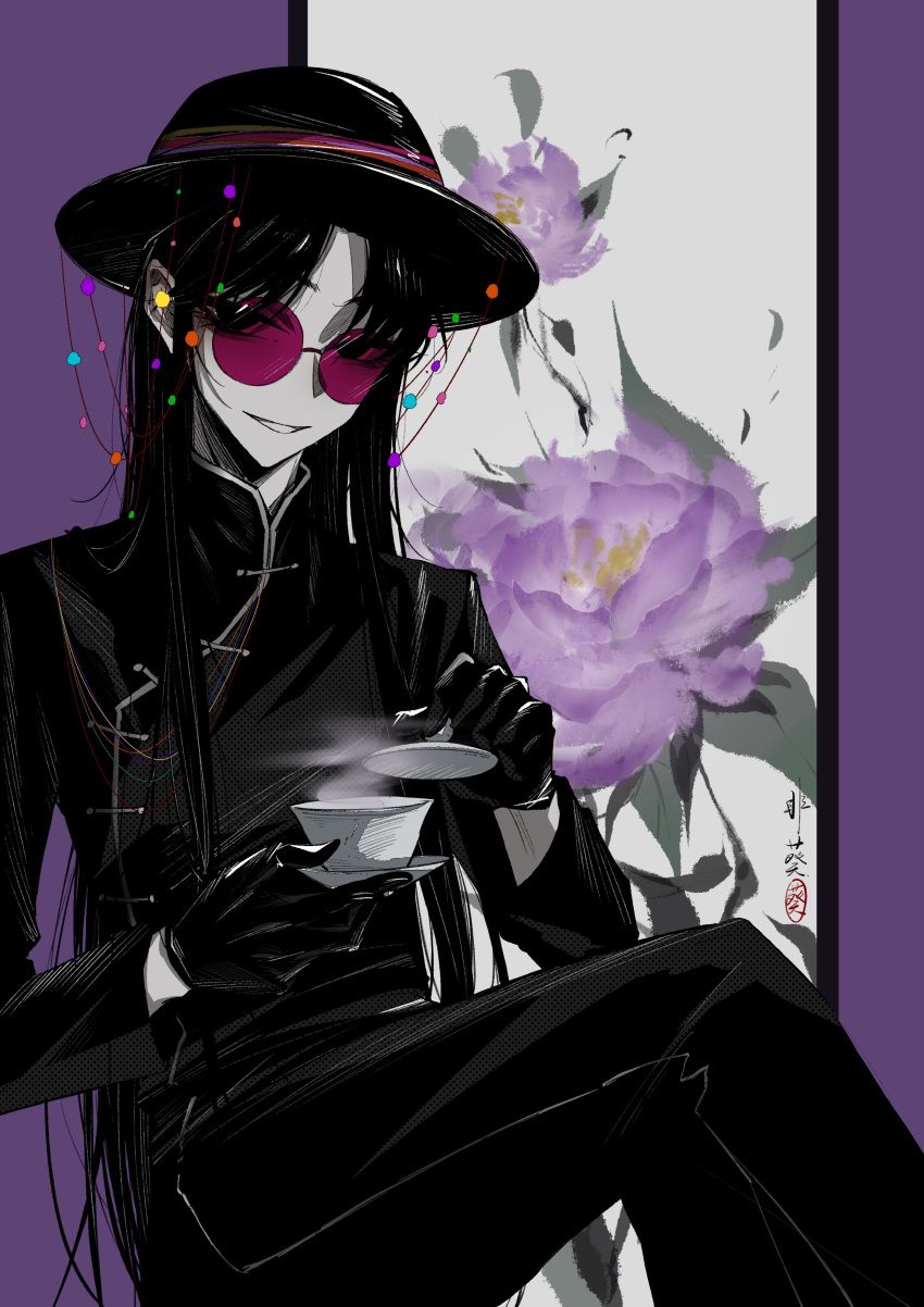 Safebooru - 1boy absurdres beads black eyes black gloves black hair black hat changpao chinese ...