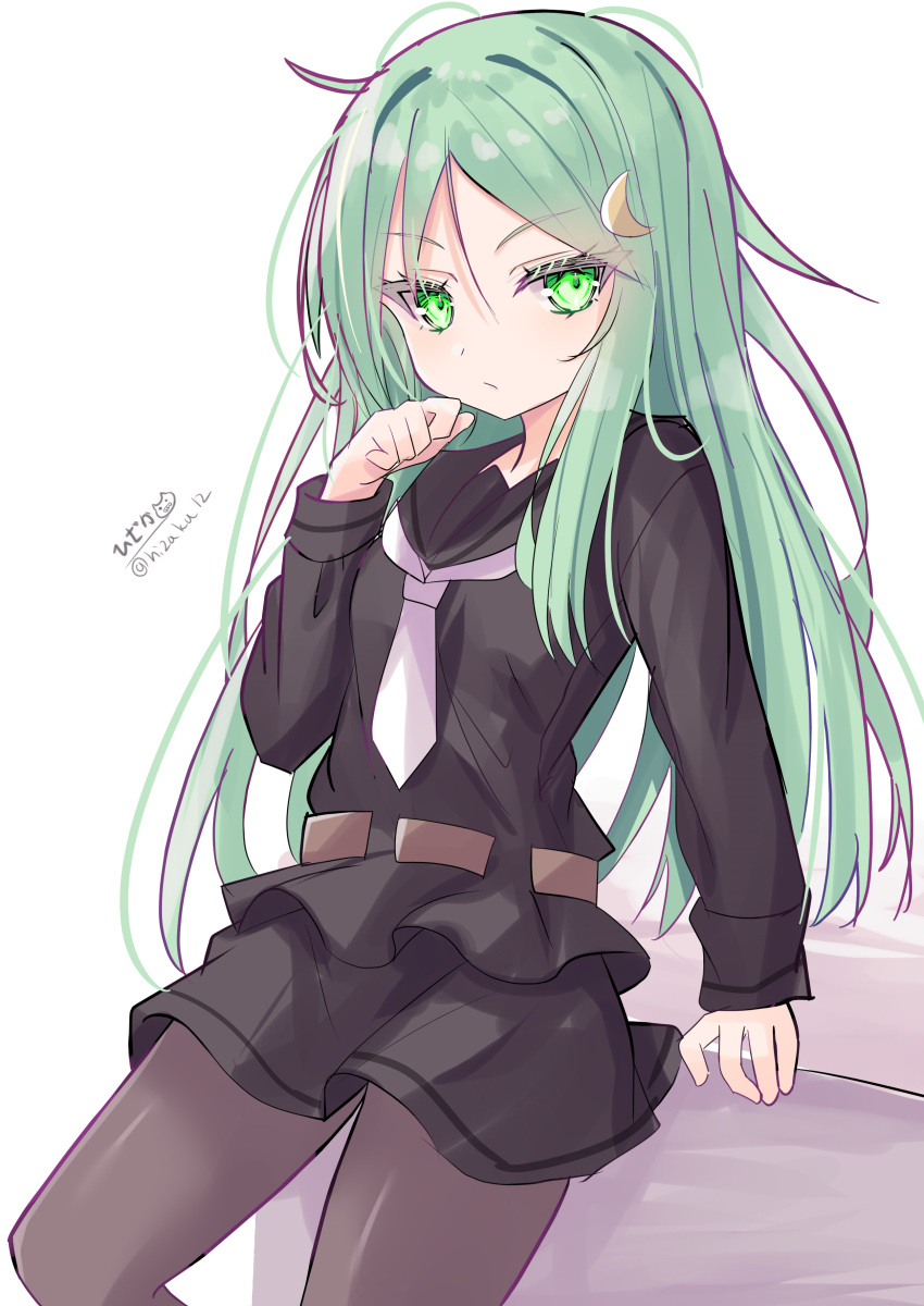 Safebooru - 1girl absurdres artist name belt black pantyhose black sailor collar black serafuku ...