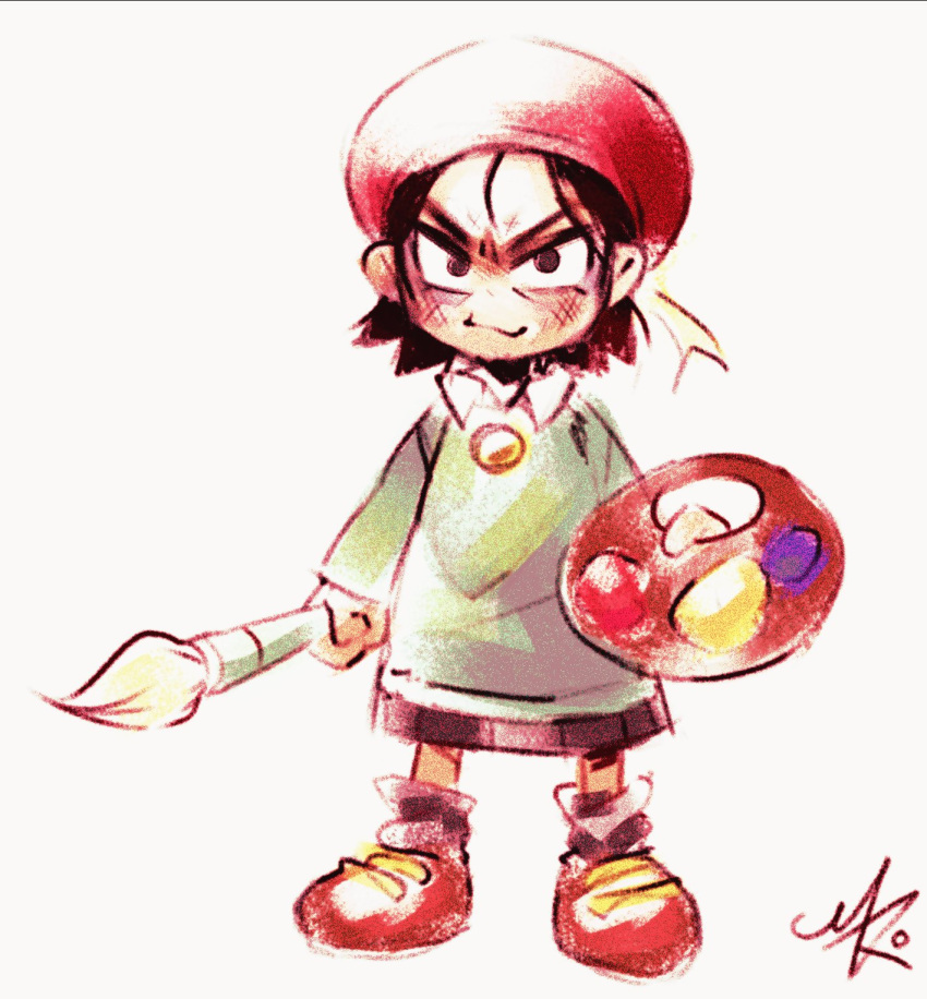 Safebooru - 1girl adeleine angry beret black hair bruise bruise on face ...