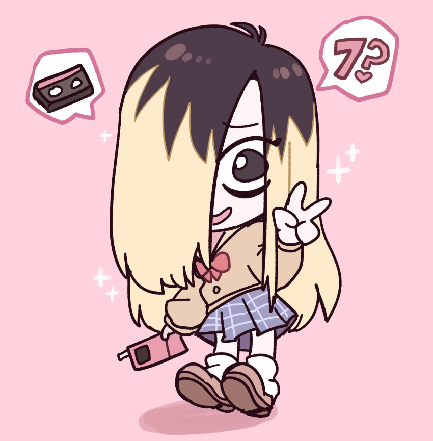 Safebooru - 1girl bags under eyes black eyes black hair blonde hair bow ...