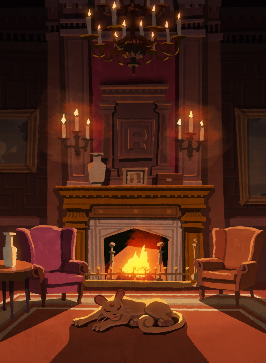 Safebooru - absurdres candle candlelight candlestand chair chandelier ...