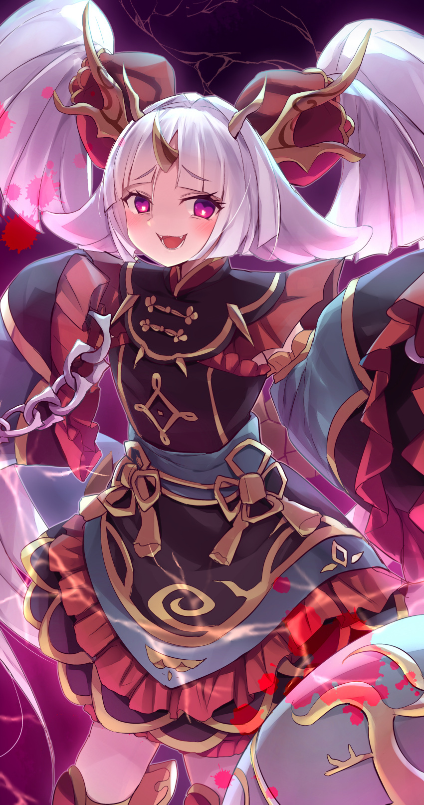 Safebooru - 1girl :d absurdres aiza the dragoness of deranged devotion black dress blood blood ...