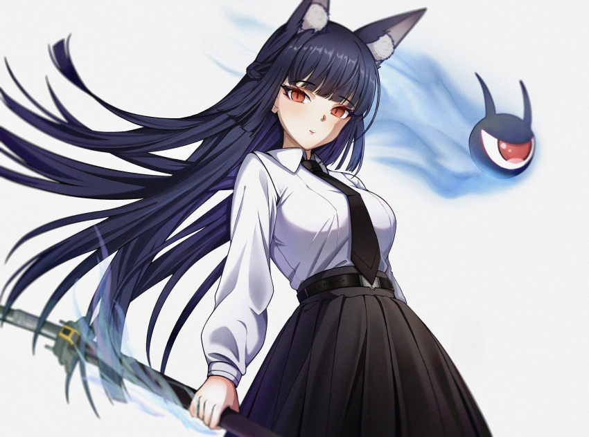 Safebooru - 1girl absurdres animal ear fluff animal ears bing898515 black hair black necktie ...