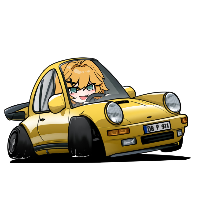Safebooru - 1girl absurdres black shirt blue eyes car collared shirt ...