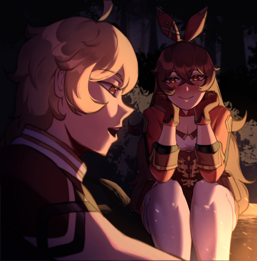 Safebooru - 1boy 1girl absurdres aether (genshin impact) ahoge amber (genshin impact) blonde ...