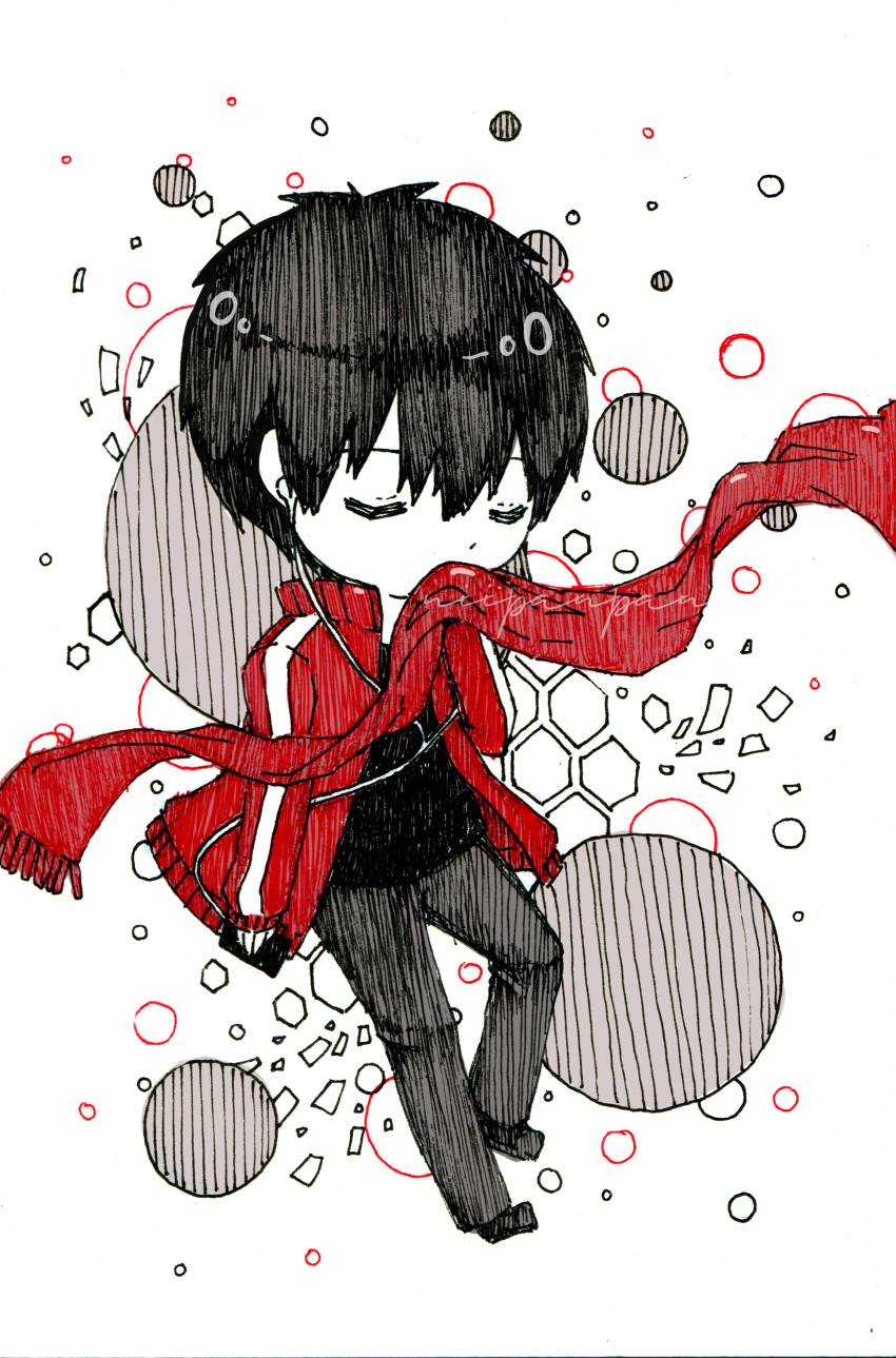 Safebooru - 1boy absurdres black hair black shirt chibi chibi only ...