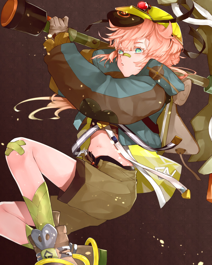 Safebooru - 1girl backpack bag bandaid bandaid on face bandaid on knee bandaid on leg bandaid on ...