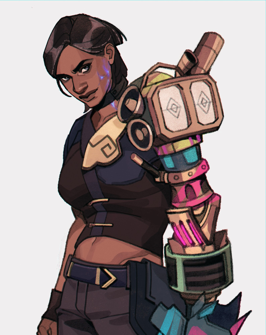 Safebooru - 1girl abs arcane: league of legends brown hair cyborg ...