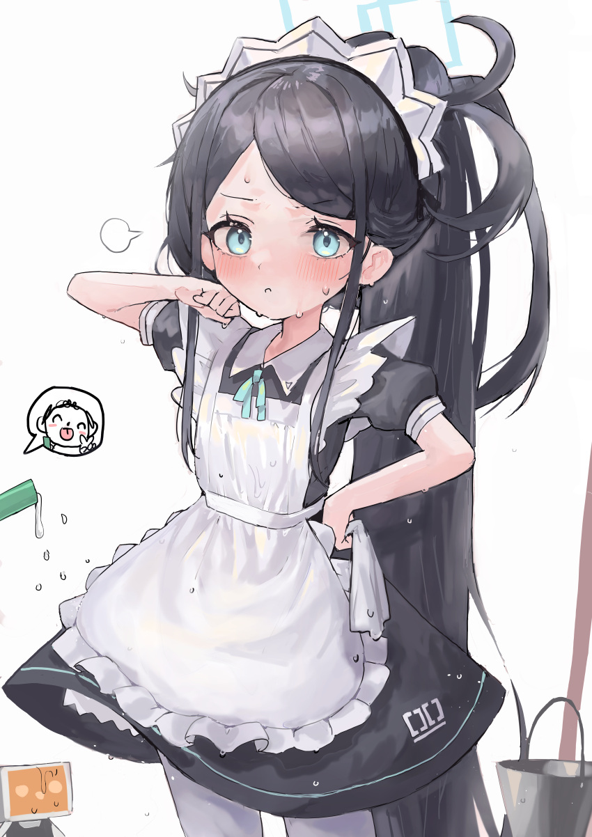 Safebooru - 1boy 1girl absurdly long hair absurdres apron aqua ribbon aris (blue archive) aris ...