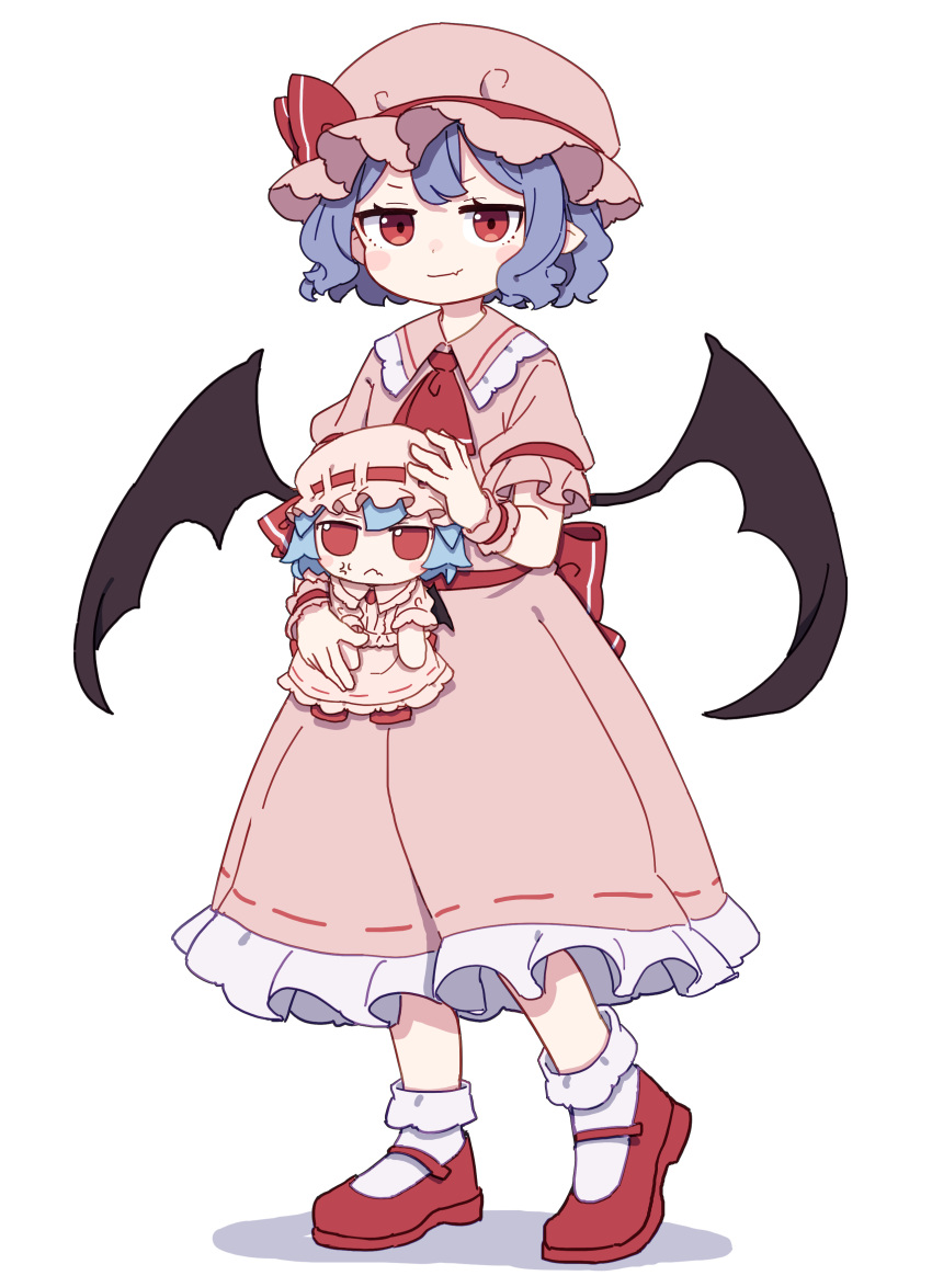Safebooru - 1girl absurdres ascot bat wings black wings blue hair blush blush stickers character ...