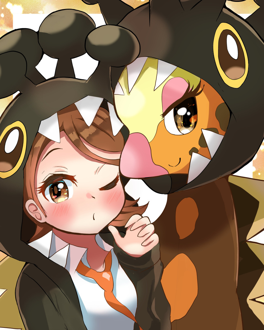 Safebooru - 1girl absurdres black jacket blush brown eyes brown hair carrot summer eyelashes ...