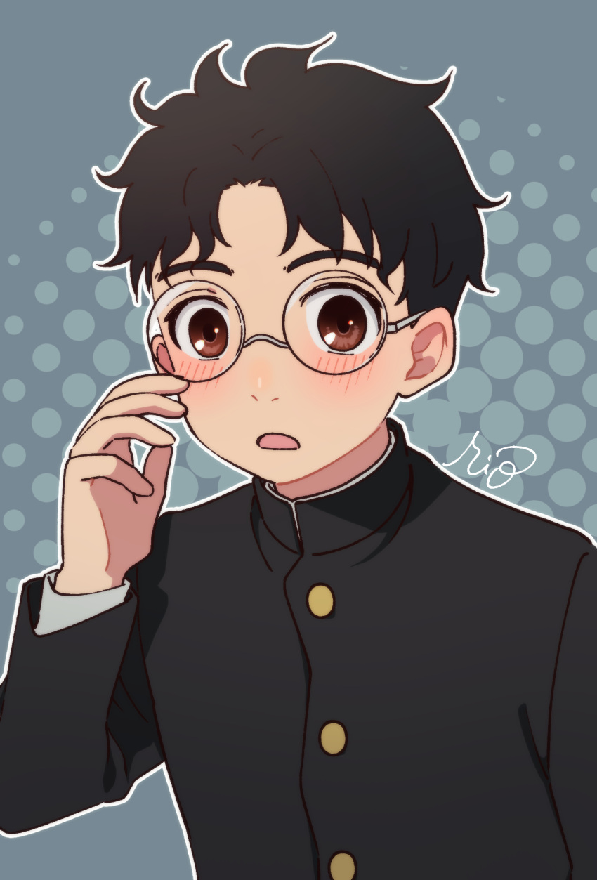 Safebooru - 1boy artist name black hair black jacket blush brown eyes commentary dandadan ...