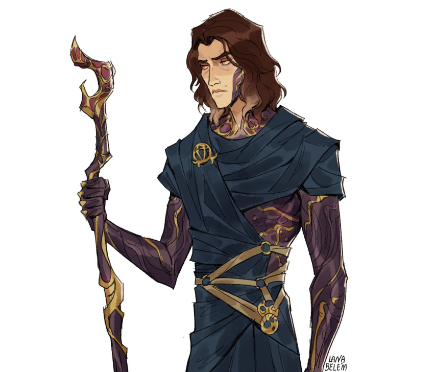 Safebooru - 1boy arcane: league of legends blue robe brown hair cane ...