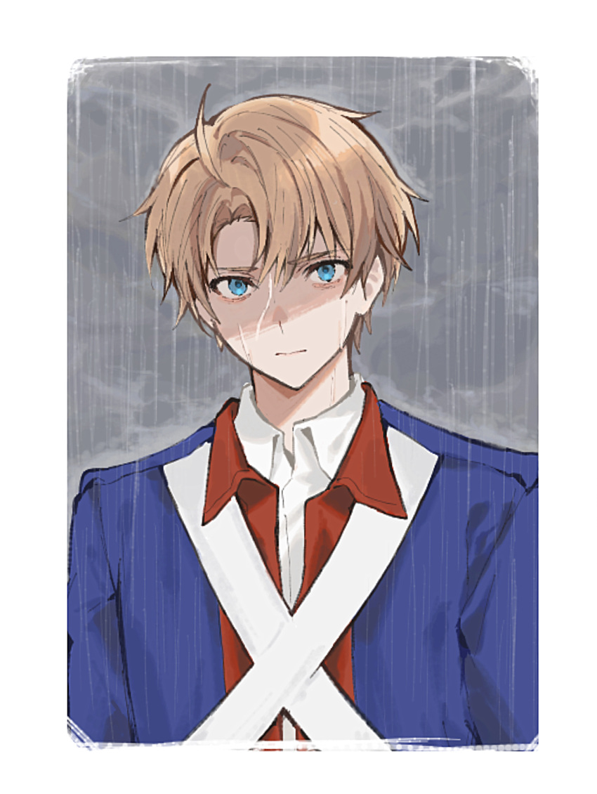 Safebooru - 1boy america (hetalia) axis powers hetalia blonde hair blue eyes blue jacket border ...