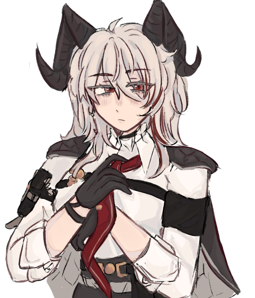 Safebooru - 1girl armband belt black armband black choker black gloves cape chest harness choker ...