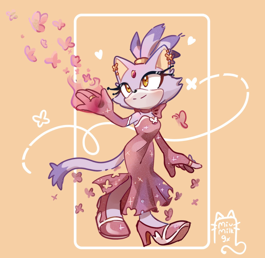 Safebooru - 1girl animal ears artist name blaze the cat bug butterfly cat cat ears cat girl cat ...