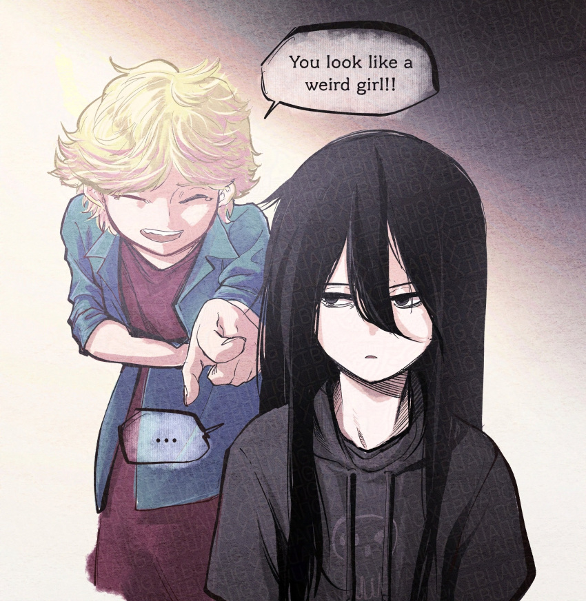 Safebooru - ... 1boy 1girl absurdres black hair blonde hair blue jacket closed eyes dress goth ...