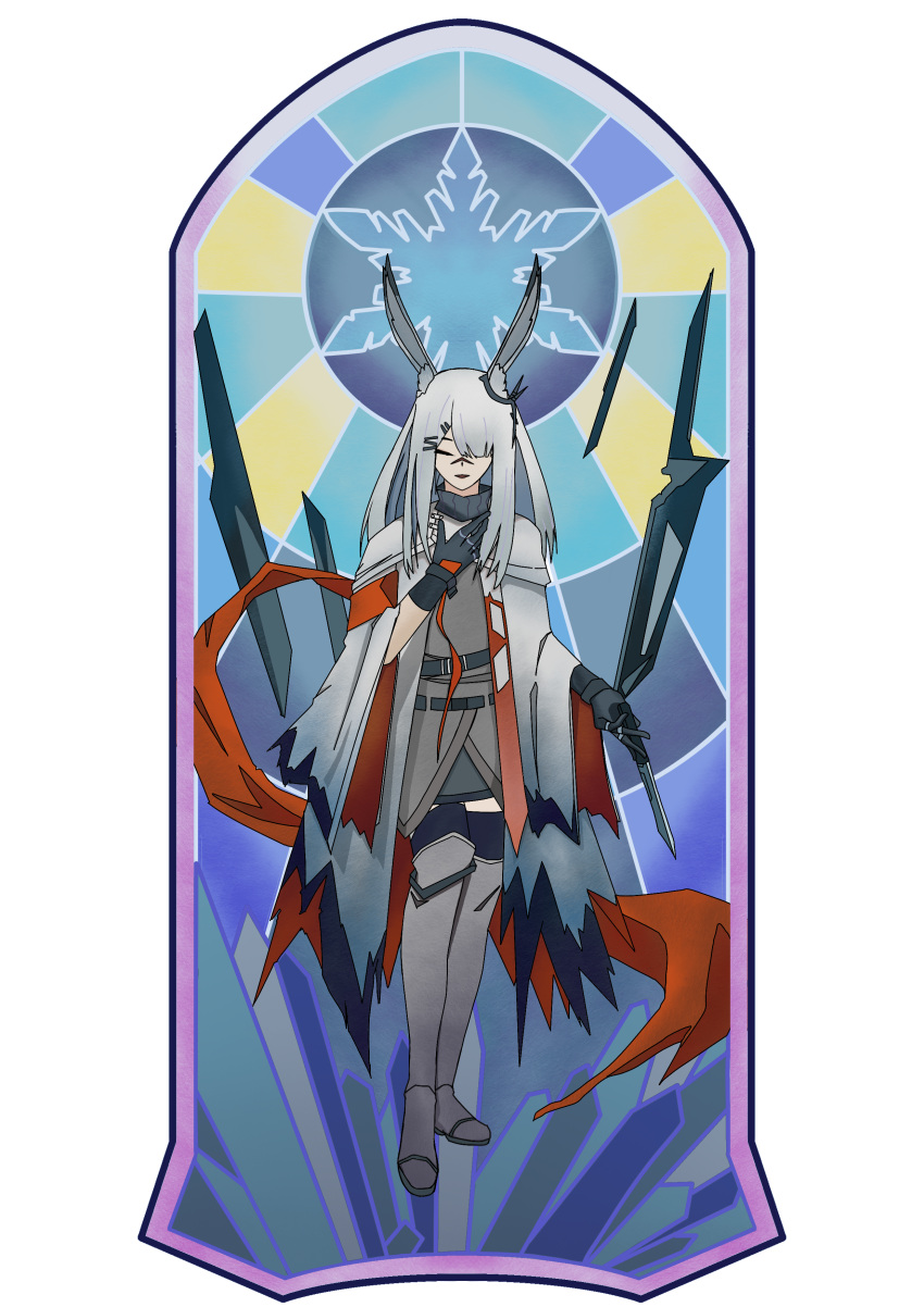 Safebooru - 1girl absurdres animal ears arknights black gloves boots cape chinese commentary ...