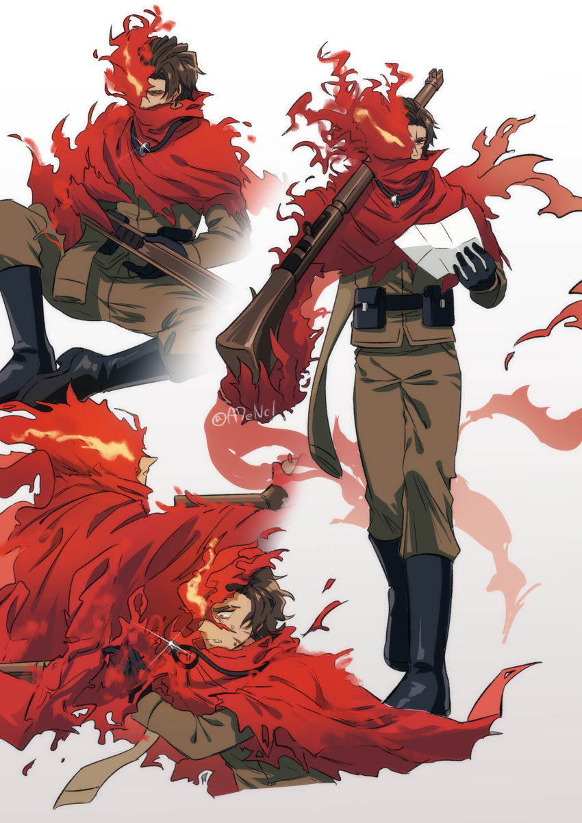 Safebooru - 1boy absurdres black footwear black gloves boots brown ...