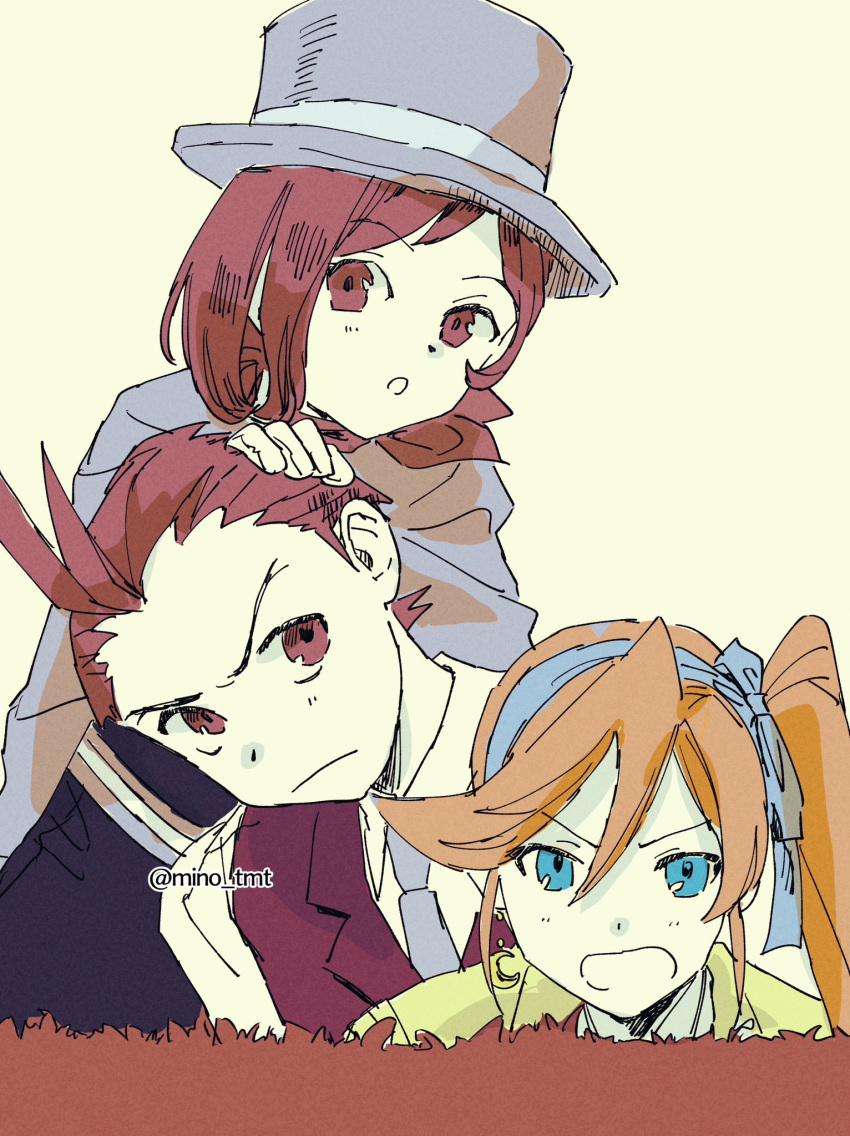 Safebooru - 1boy 2girls :o ace attorney apollo justice athena cykes blue bow blue cape blue eyes ...