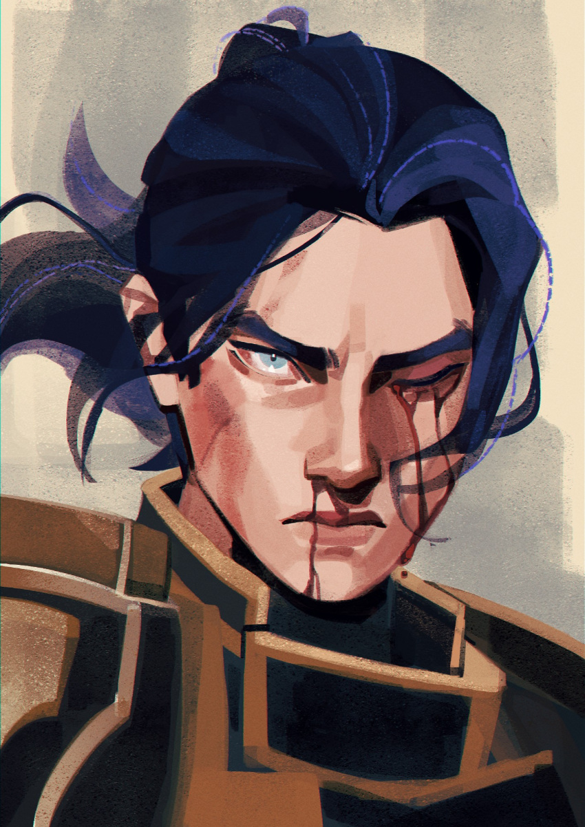 Safebooru - 1girl arcane: league of legends blood blood on face blue eyes blue hair caitlyn ...