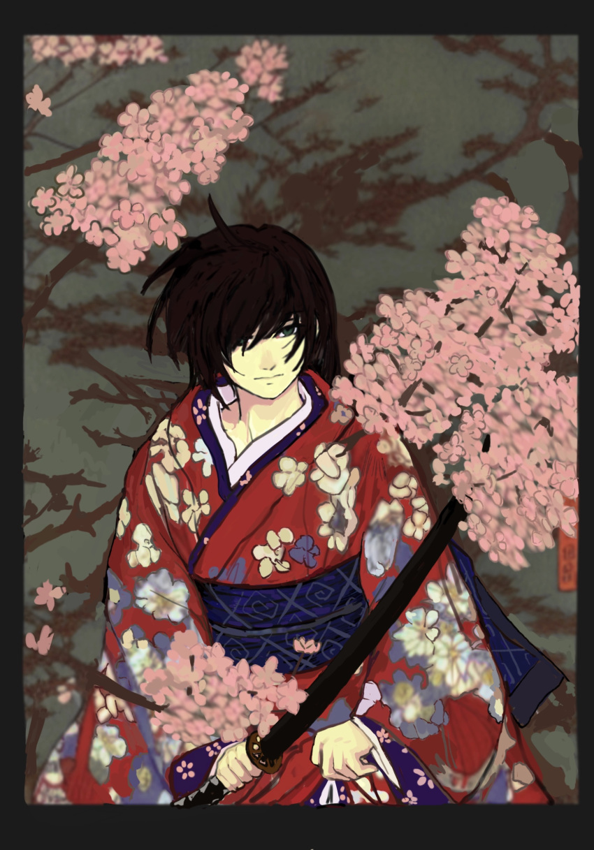 Safebooru - 1boy ashashio bishounen black border black hair border ...