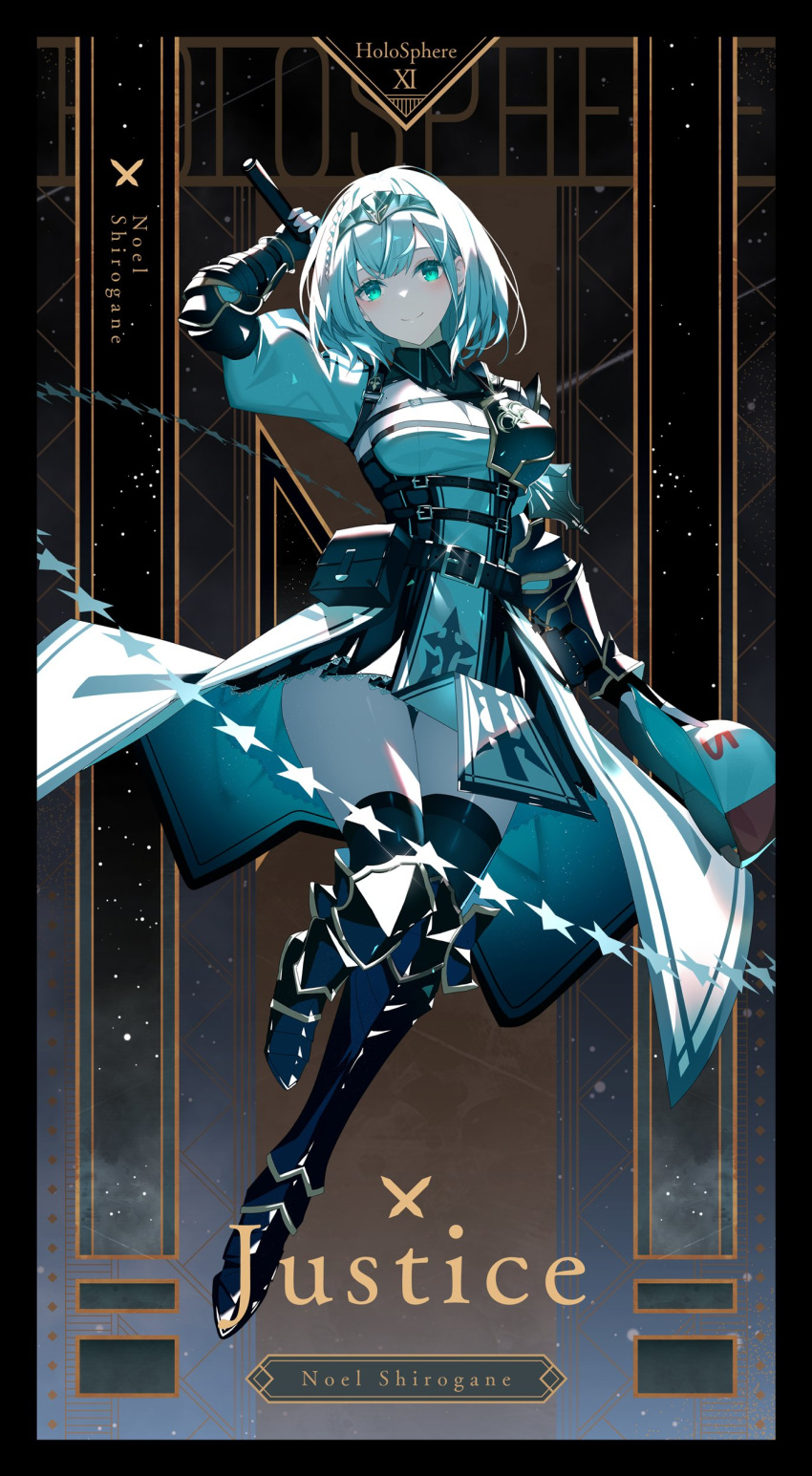 Safebooru - 1girl absurdres armor armored dress blue dress blue eyes breasts character name ...