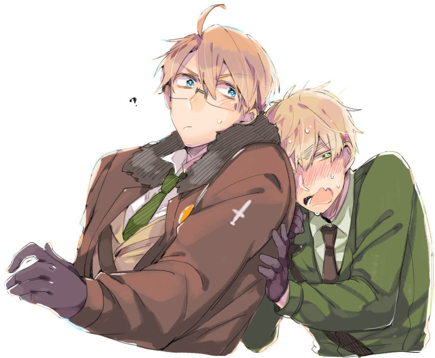 Safebooru - 2boys ? ahoge america (hetalia) axis powers hetalia black-framed eyewear black ...