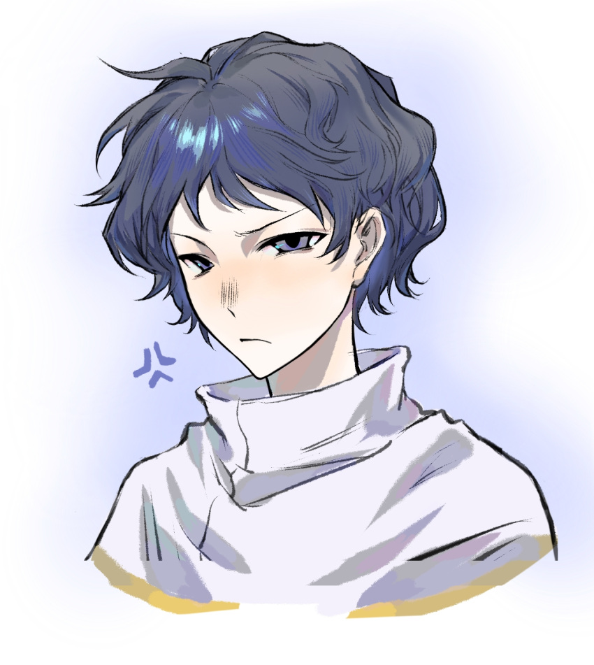 Safebooru - 1boy 49neb :/ anger vein black eyes black hair chinese commentary closed mouth ...