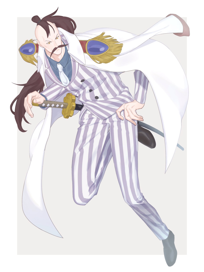 Safebooru - 1boy brown hair coat collared shirt epaulettes facial hair ...