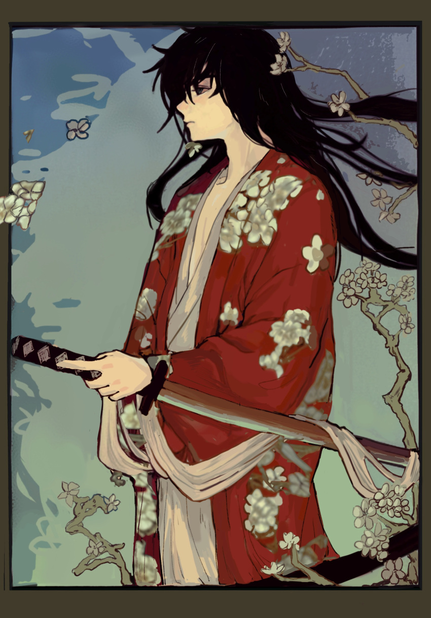 Safebooru - 1boy abstract background ashashio bishounen black hair blue ...