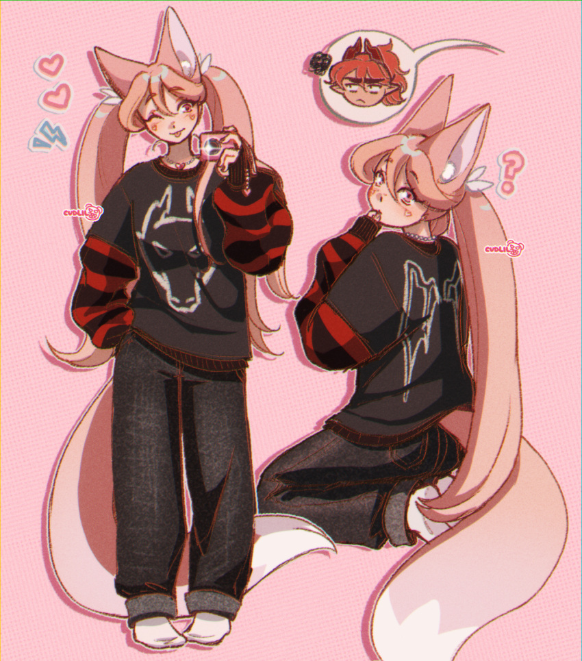 Safebooru - 2girls animal ear fluff animal ears annoyed arielle (cudlil ...