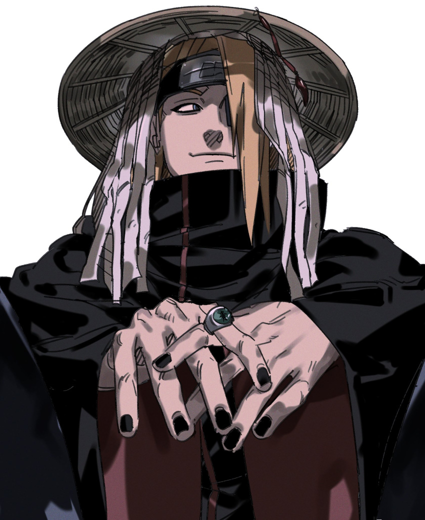 Safebooru - 1boy ajirogasa akatsuki uniform black coat black nails ...