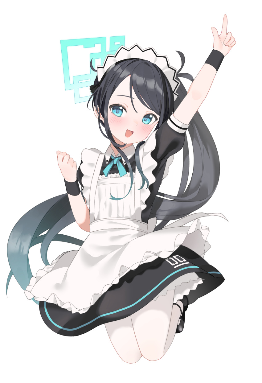 Safebooru - 1girl absurdly long hair absurdres apron aqua eyes aqua halo aris (blue archive ...