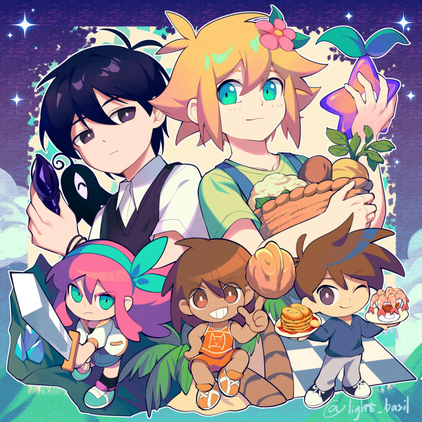 Safebooru - 1girl 4boys absurdres alternate eye color aubrey (faraway ...