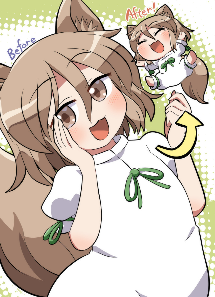 Safebooru - 1girl :3 :d ^ ^ animal ear fluff animal ears arms up arrow ...