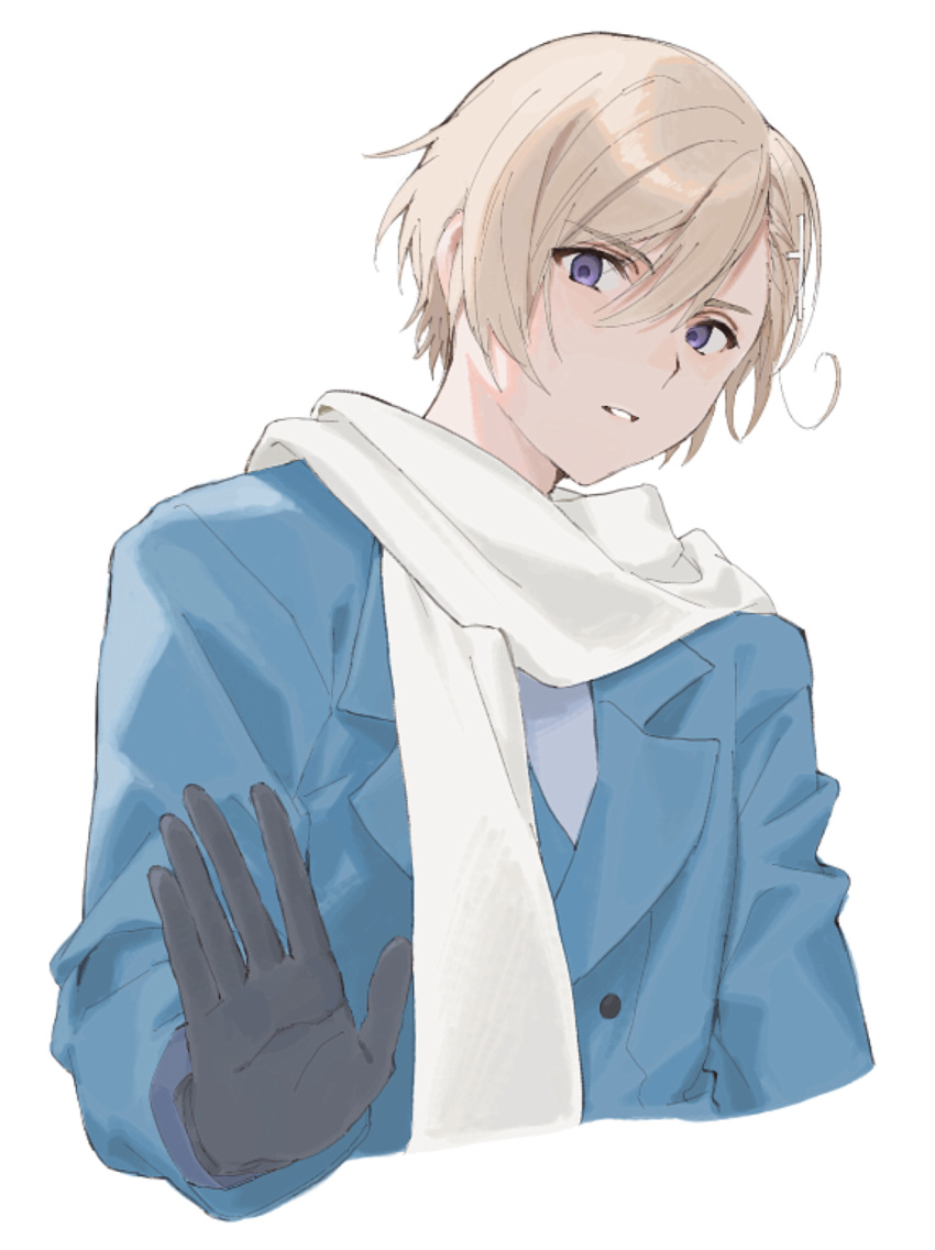 Safebooru - 1boy axis powers hetalia black gloves blonde hair blue coat buttons coat finland ...