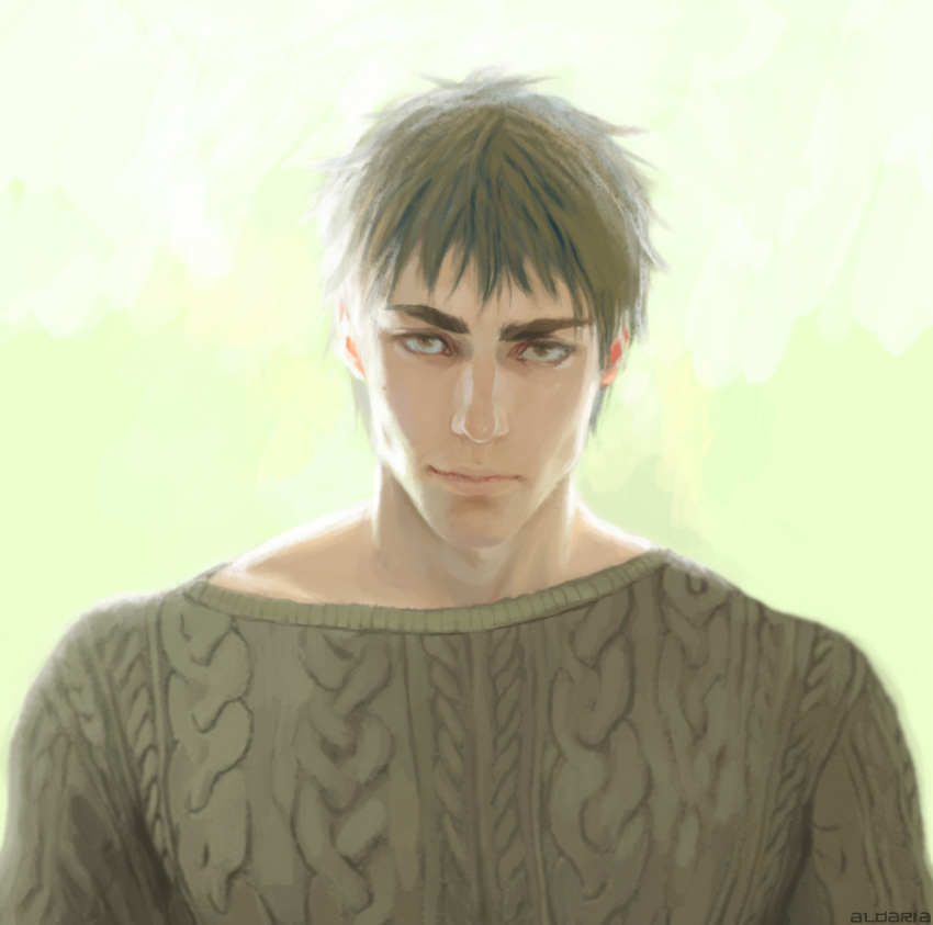 Safebooru - 1boy aldariia blurry blurry background brown eyes brown hair closed mouth commentary ...