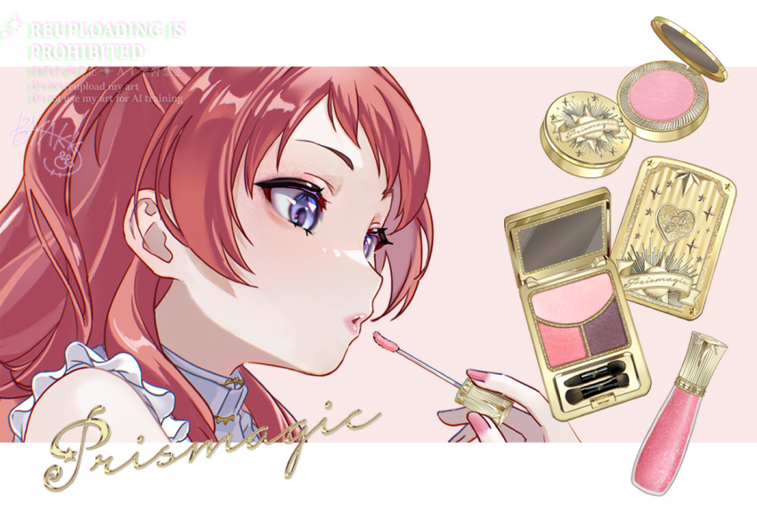 Safebooru - 1girl applying makeup bare shoulders blue eyes byakko ...