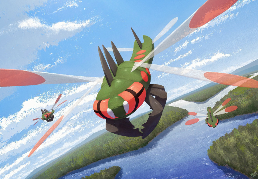 Safebooru - bug closed mouth clouds cloudy sky dragonfly dragonfly ...