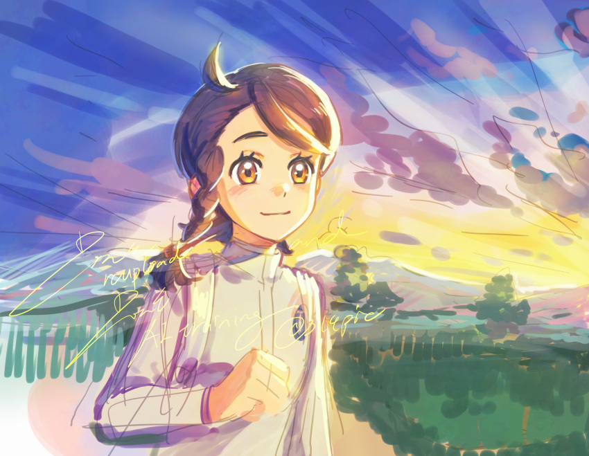 Safebooru - 1girl 314pic ahoge braid brown eyes brown hair clenched ...