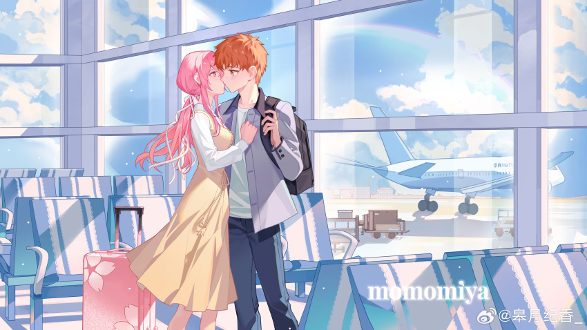 Safebooru - 1girl absurdres aircraft airplane airport blush bow breasts ...