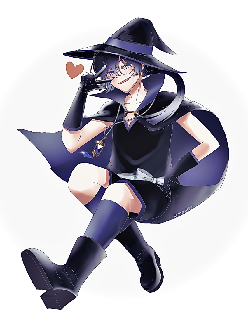 Safebooru - 1boy black cape black footwear black hat boots cape circle commentary request full ...